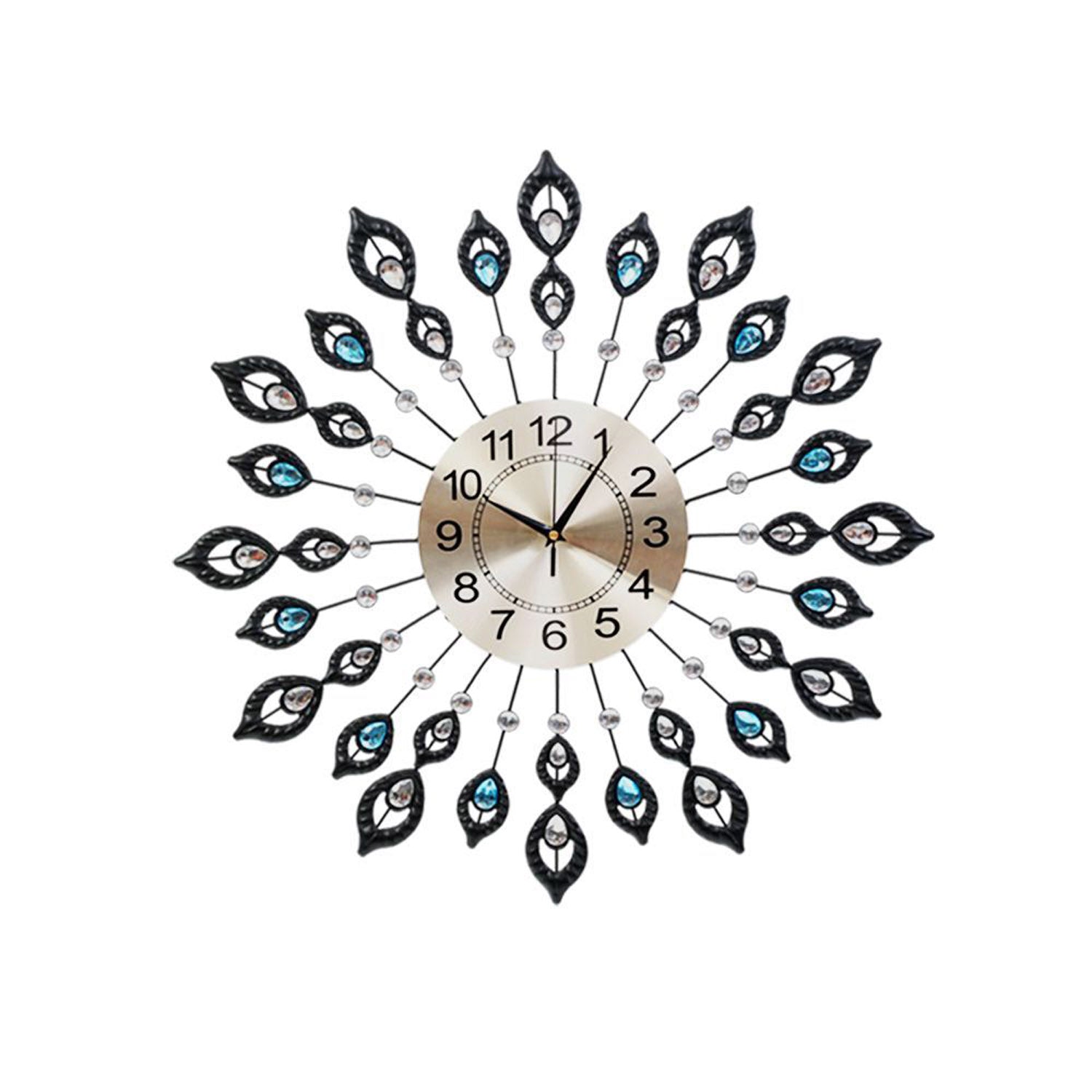 Buy Peacock Wall Clock Large Crystal Luxury Round Wall Clocks - 60cm ...