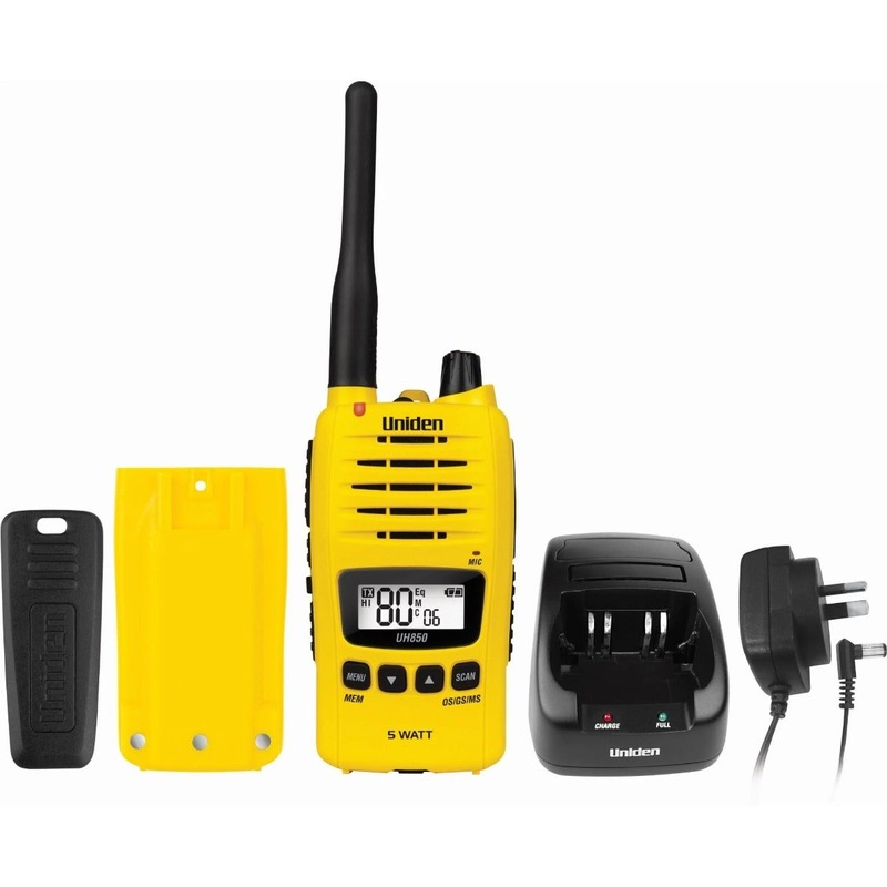 Buy Uniden 5W UHF Waterproof CB Handheld Radio (Yellow) - Black - MyDeal