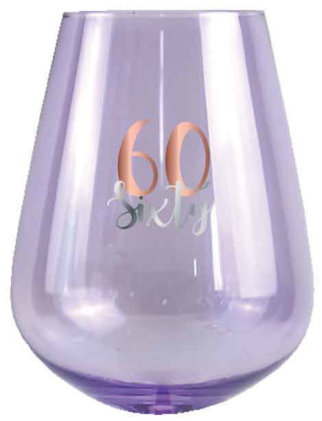 Buy Rose Gold Decal 60th Birthday Stemless Wine Glass - MyDeal Australia