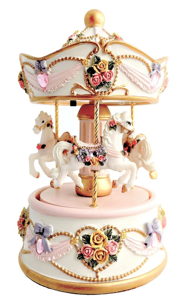 Buy Russell Collection Carousel - 3 Horse Petite Rose - MyDeal Australia