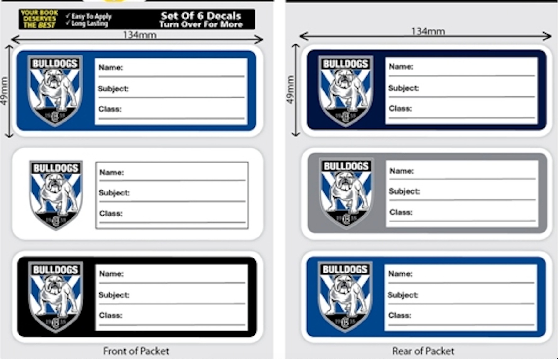 Buy Canterbury Bulldogs NRL School Book Label Decal Stickers - MyDeal ...