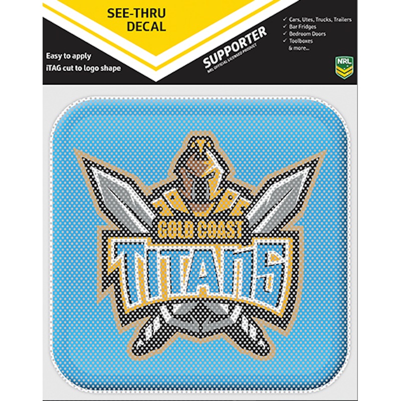 Buy Gold Coast Titans NRL See-Thru Square Logo Window Sticker - MyDeal