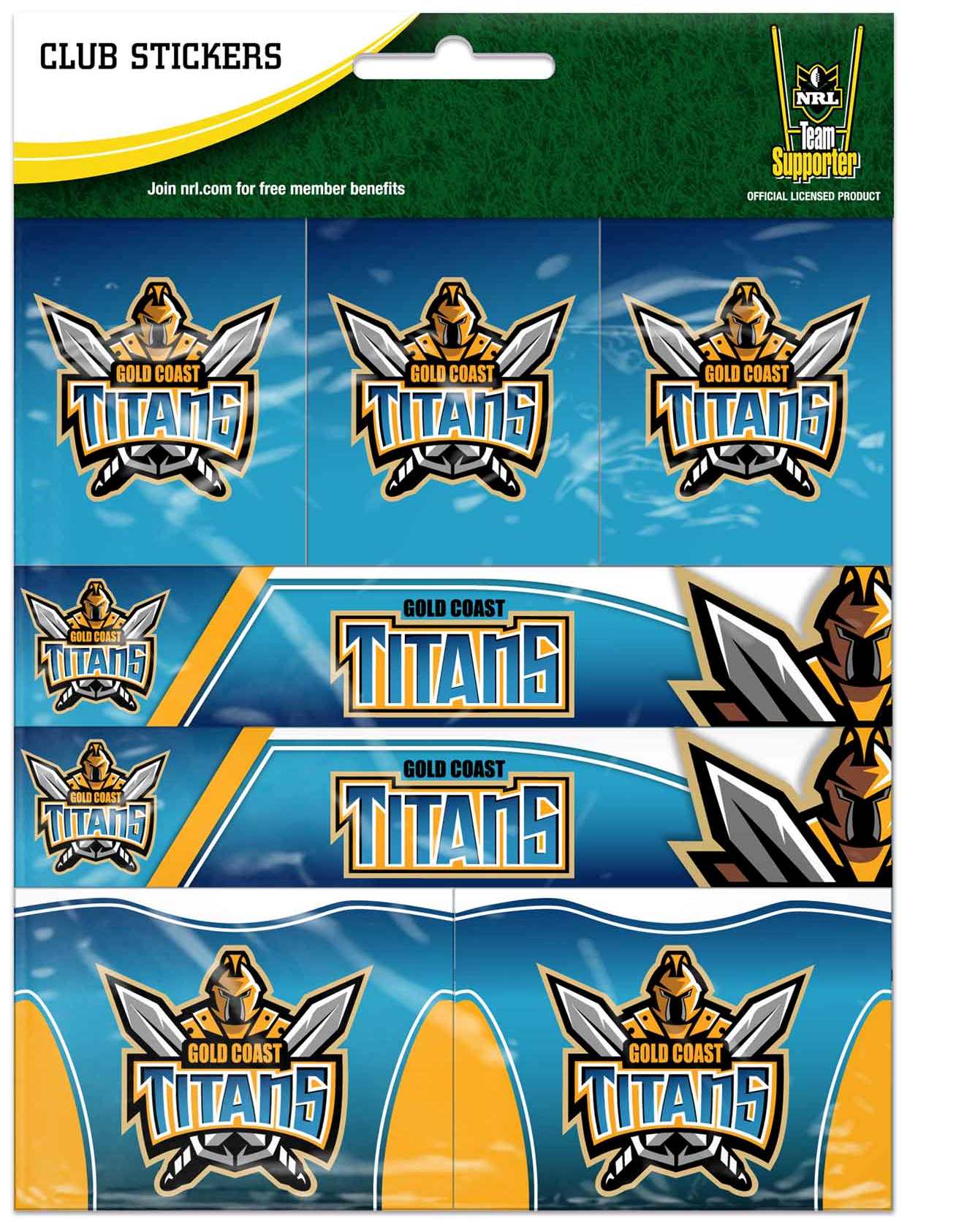 Buy Gold Coast Titans NRL Team Logo Sticker Sheet * 7 Stickers Per ...