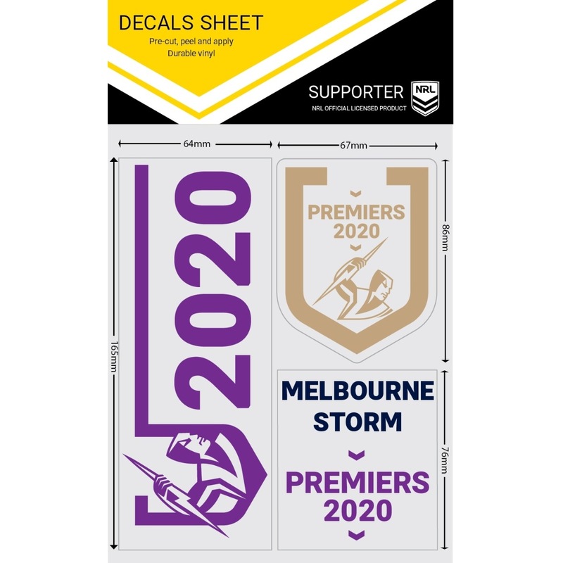 Buy Melbourne Storm NRL 2020 Premiers Premiership 3 Logo Decals Stickers - MyDeal