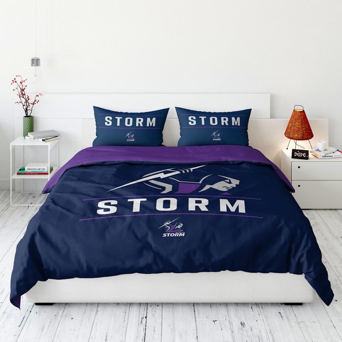 Buy Melbourne Storm NRL Logo Design Quilt Doona Cover - Double Size ...