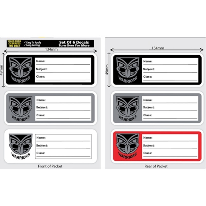 Buy New Zealand Warriors NRL School Book Label Decal Stickers - MyDeal