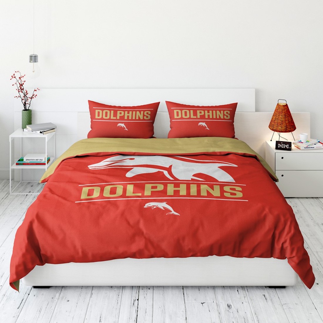Buy Redcliffe Dolphins NRL Logo Design Quilt Doona Cover - King Size ...