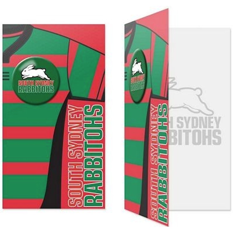 Buy South Sydney Rabbitohs NRL Birthday, Greeting Card with Badge. - MyDeal