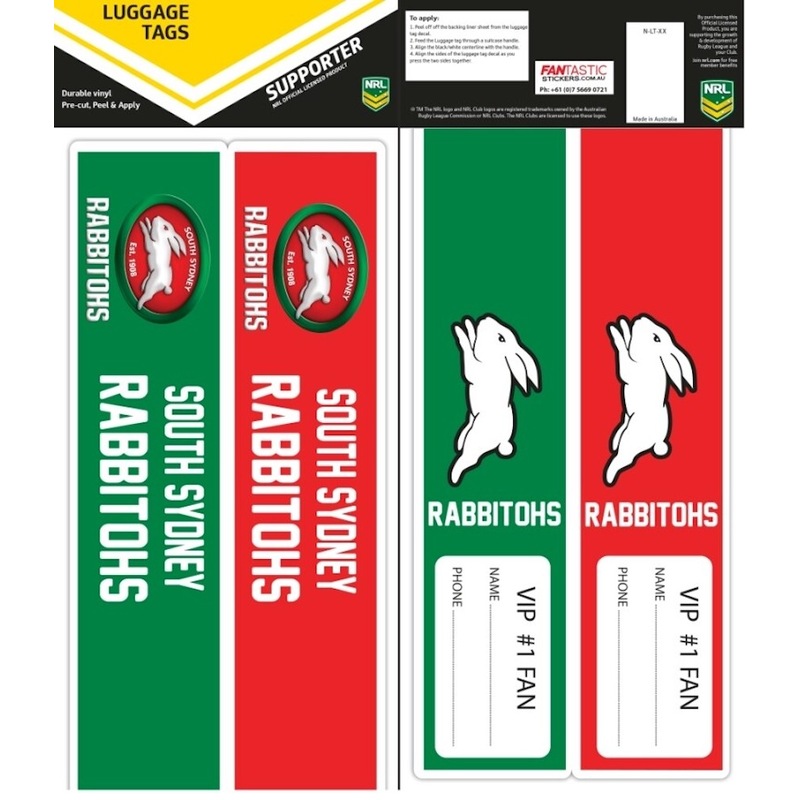 Buy South Sydney Rabbitohs NRL Luggage Tags Sticker Decals - MyDeal
