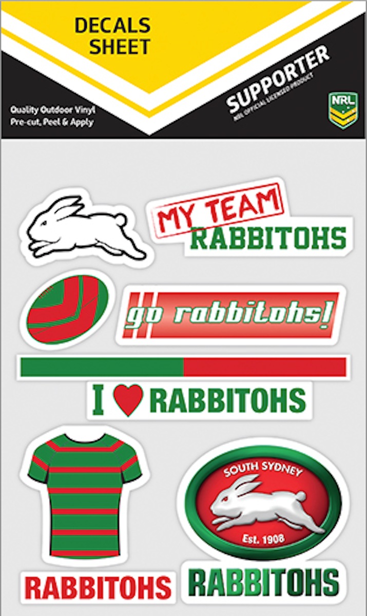 Buy South Sydney Rabbitohs NRL Mixed Logo Car Decals * 9 per sheet ...
