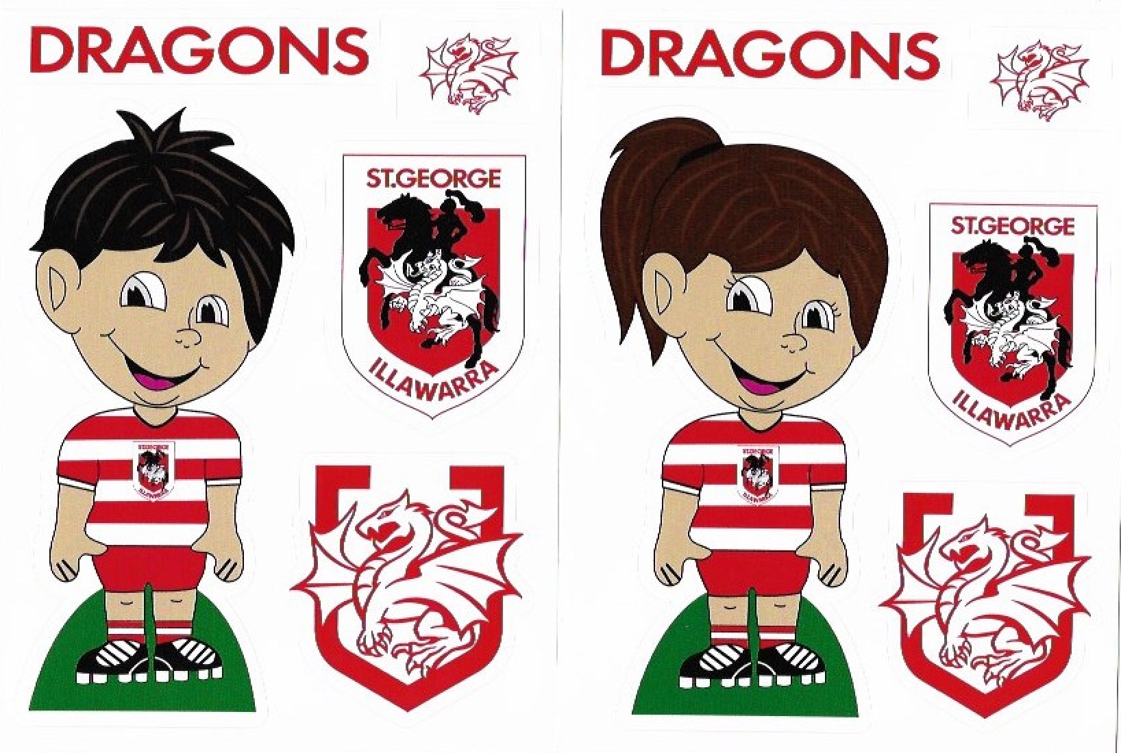 Buy St George Dragon NRL Boy Girl Logo Decal Stickers - MyDeal Australia
