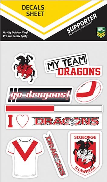 Buy St George Dragons NRL Mixed Logo Car Decals * 9 per sheet - MyDeal ...