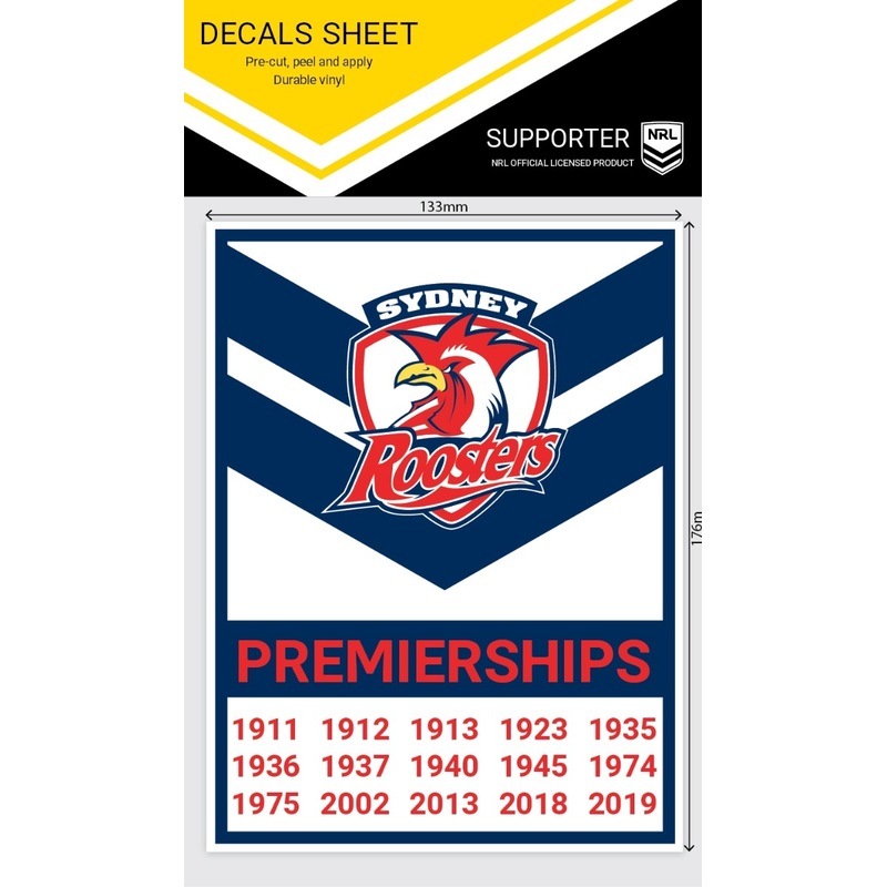 Buy Sydney Roosters NRL Heritage Premiership Decal Sticker - MyDeal