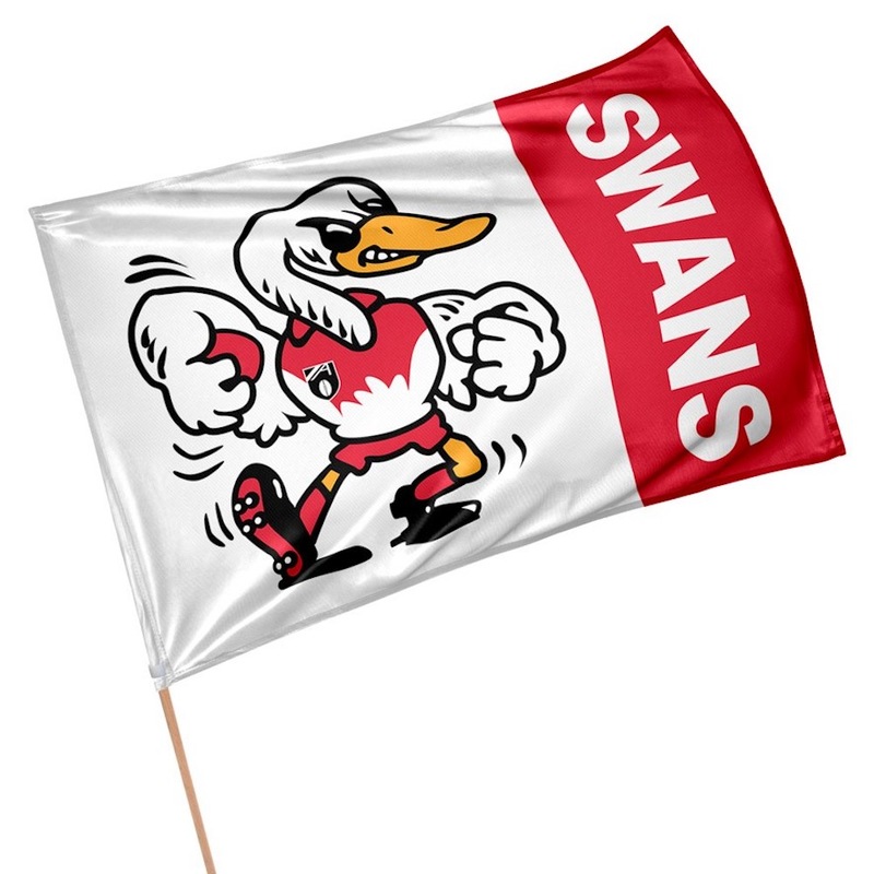 Buy Sydney Swans AFL Retro Mascot Game Day Flag * On a pole - MyDeal