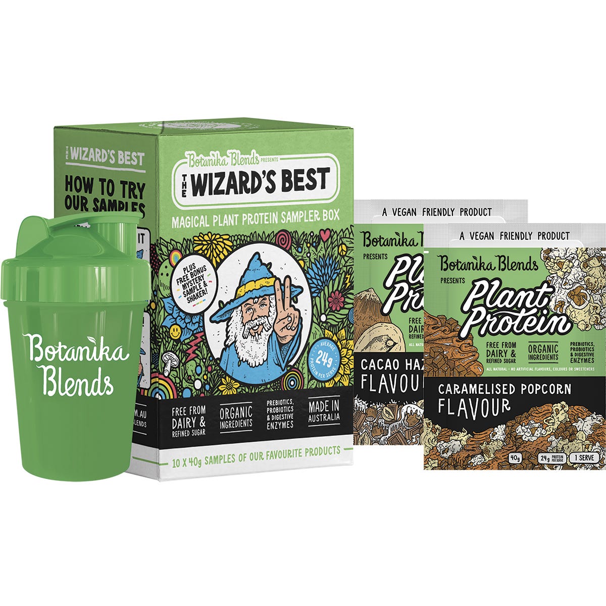 Buy The Wizard's Best Plant Protein Sampler Box 10x40g - MyDeal Australia