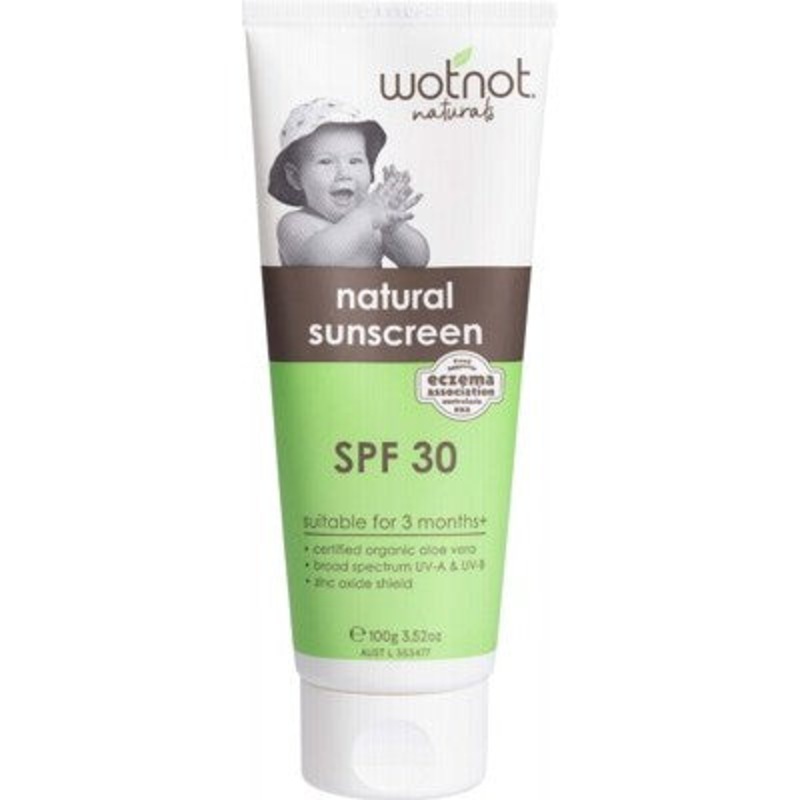 Buy WOTNOT Natural Sunscreen SPF 30 Suitable For 3 Months+ 100g - MyDeal