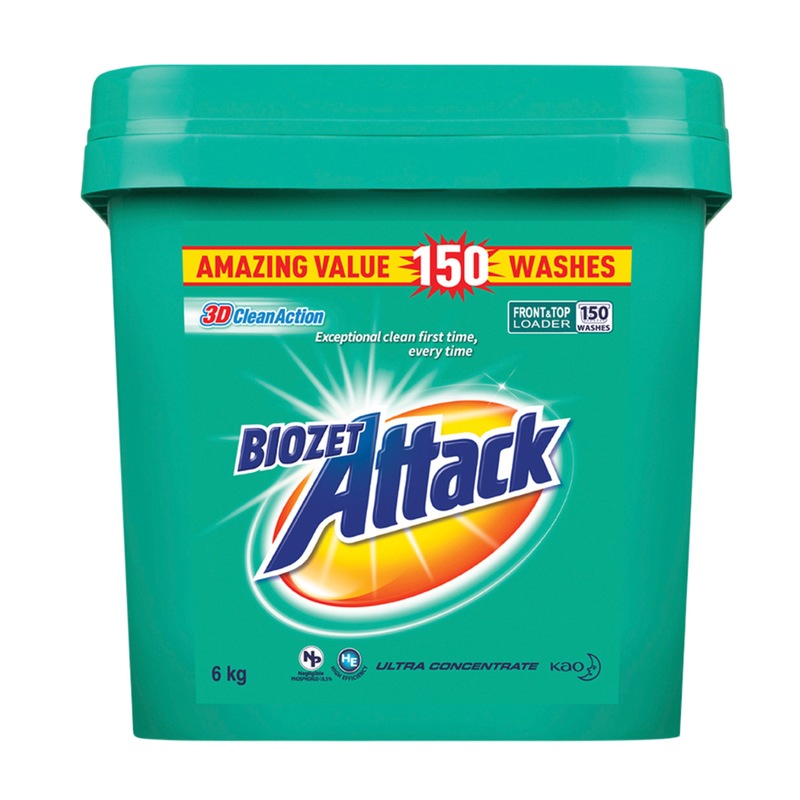 Buy Biozet Attack 3D 6kg Bulk Laundry Detergent Washing Powder Ultra ...