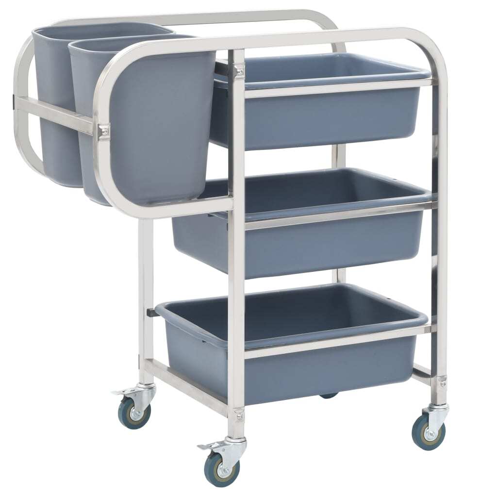 Buy Kitchen Trolley With Plastic Containers Rolling Utility Cart 82x43 ...
