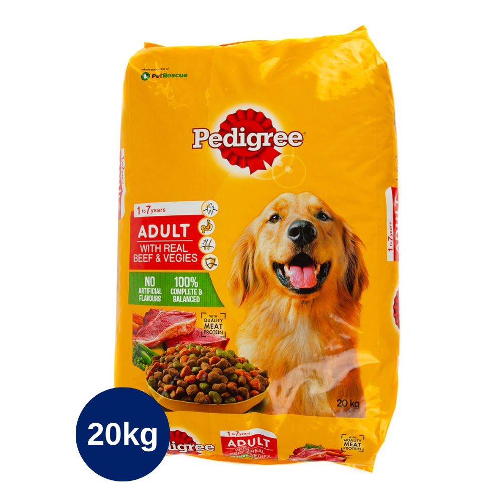 Buy Pedigree Medium Adult Real Beef & Vegetables Dry Dog Food 20kg ...