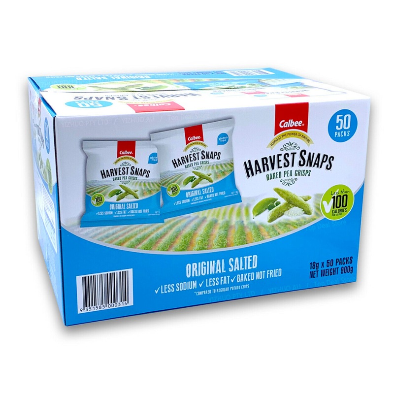 Buy Calbee Harvest Snaps Baked Pea Crisps Original Salted 50 Packs - MyDeal
