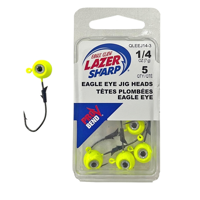 Buy 5 Pack of Chartreuse 1/4oz Eagle Claw Lazer Sharp Eagle Eye Size 3/ ...