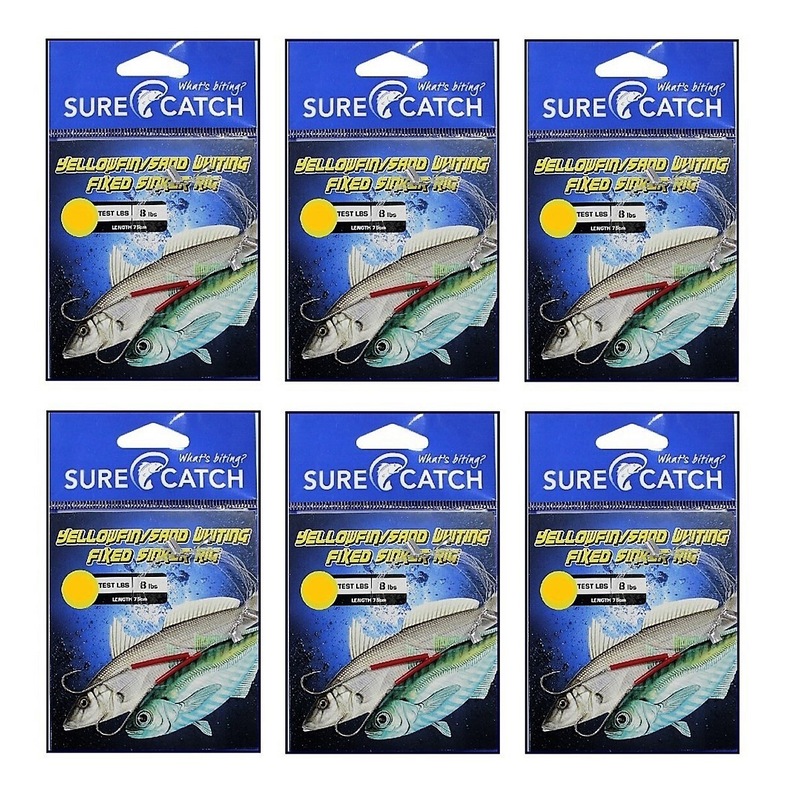 Buy 6 Pack of Surecatch Pre-Tied Yellowfin/Whiting Fixed Sinker Rigs ...