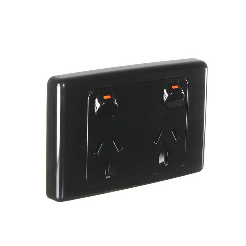 Buy CLIPSAL 2025-BK - Black 10 amp Double Power Point - 2000 Series ...