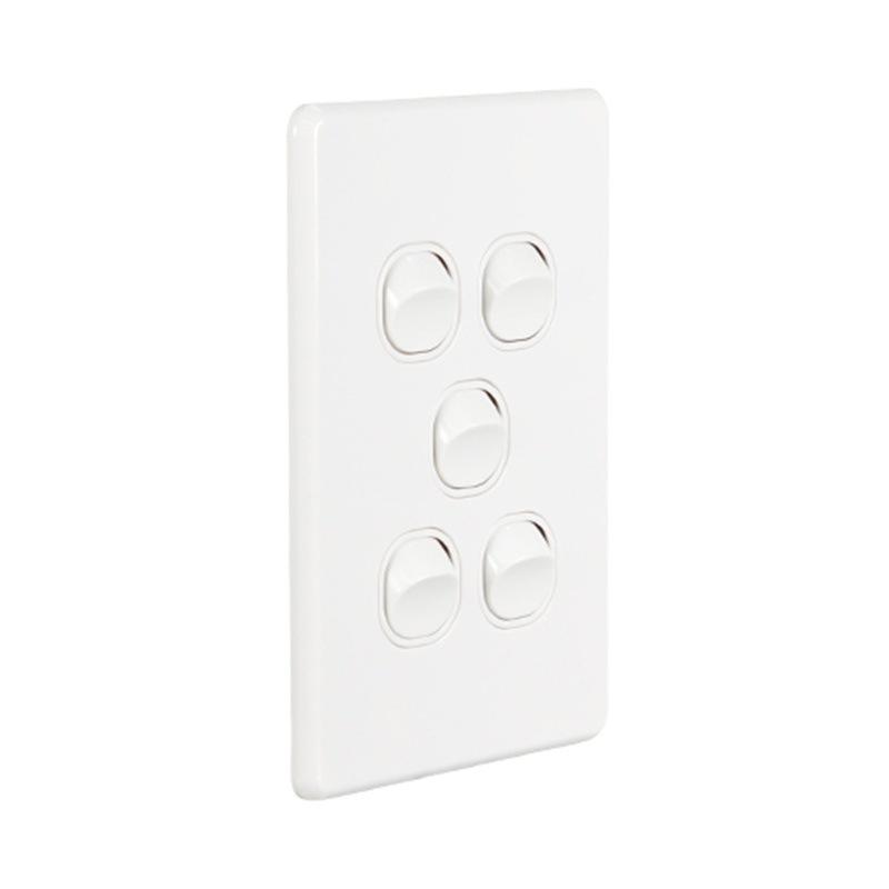 Buy Trader Flat Cat FLSWV5G - 5 Gang 16A Vertical Slimline Switch - White - MyDeal