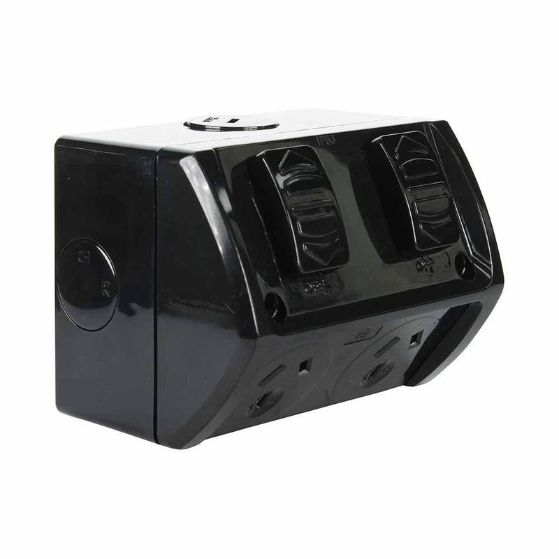 Buy CSG WPOD10NCB - Weatherproof Double GPO 10 Amp - Black Outdoor ...