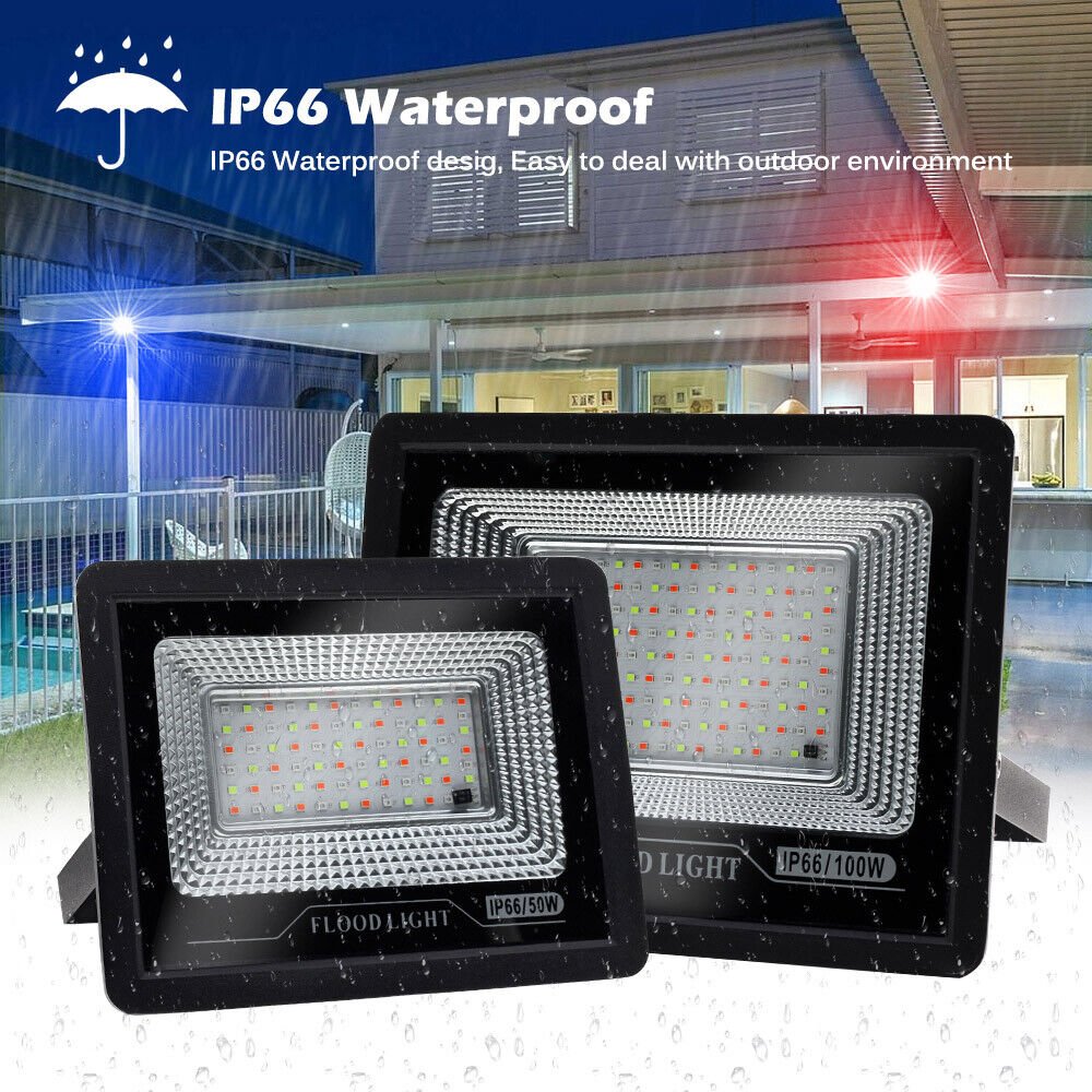 Buy LED Flood Light 100W RGB Floodlight Color Changing Spotlight ...