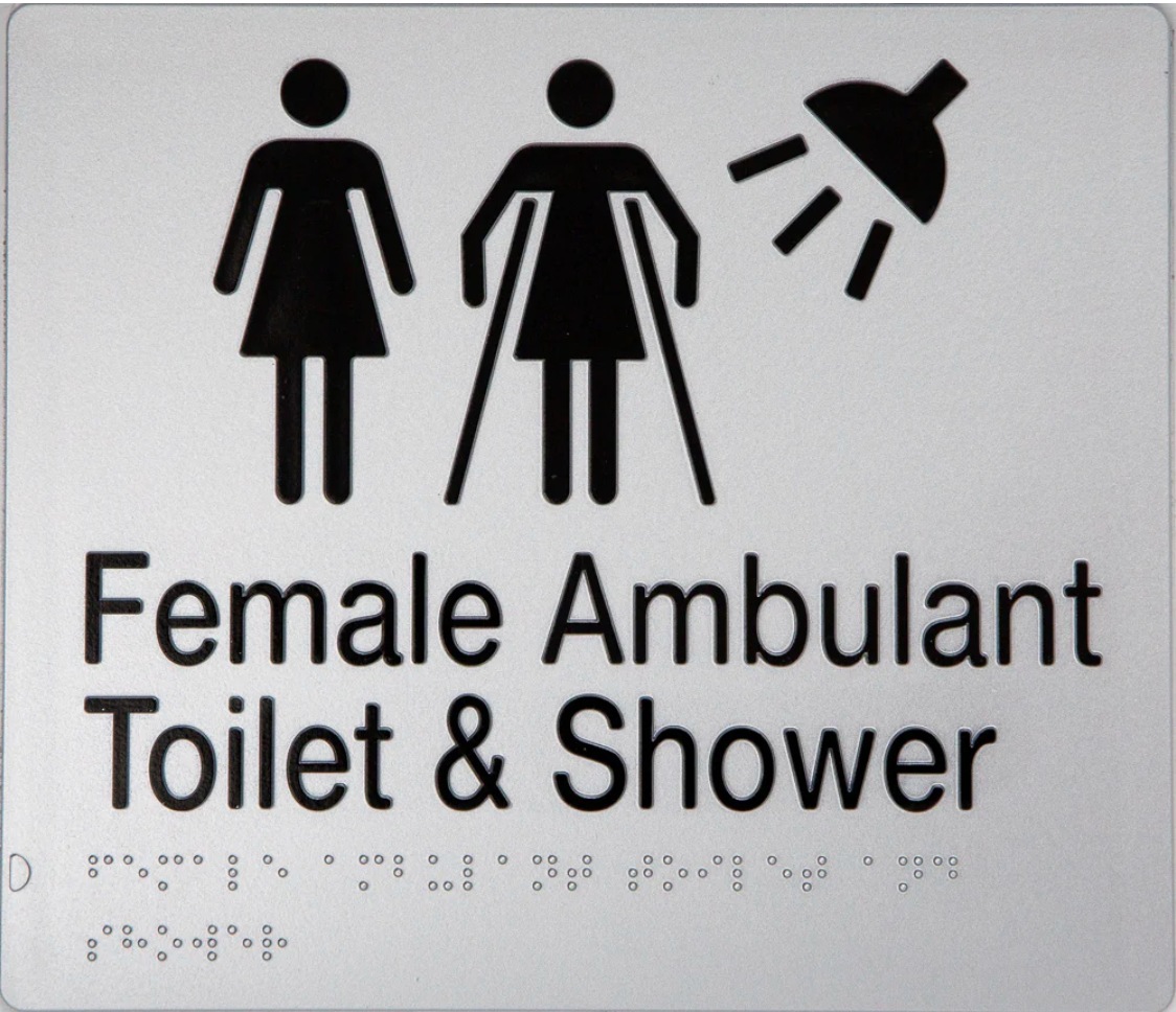 Buy Silver Plastic Female Ambulant Toilet & Shower Braille Sign ...
