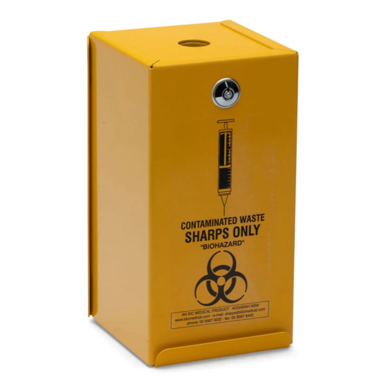 Buy Yellow Armour Steel Syringe Disposal Unit Lockable 1.4L - MyDeal
