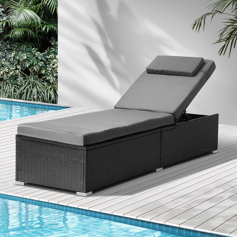 Buy Livsip Sun Lounge Wicker Lounger & Table Patio Furniture Outdoor ...