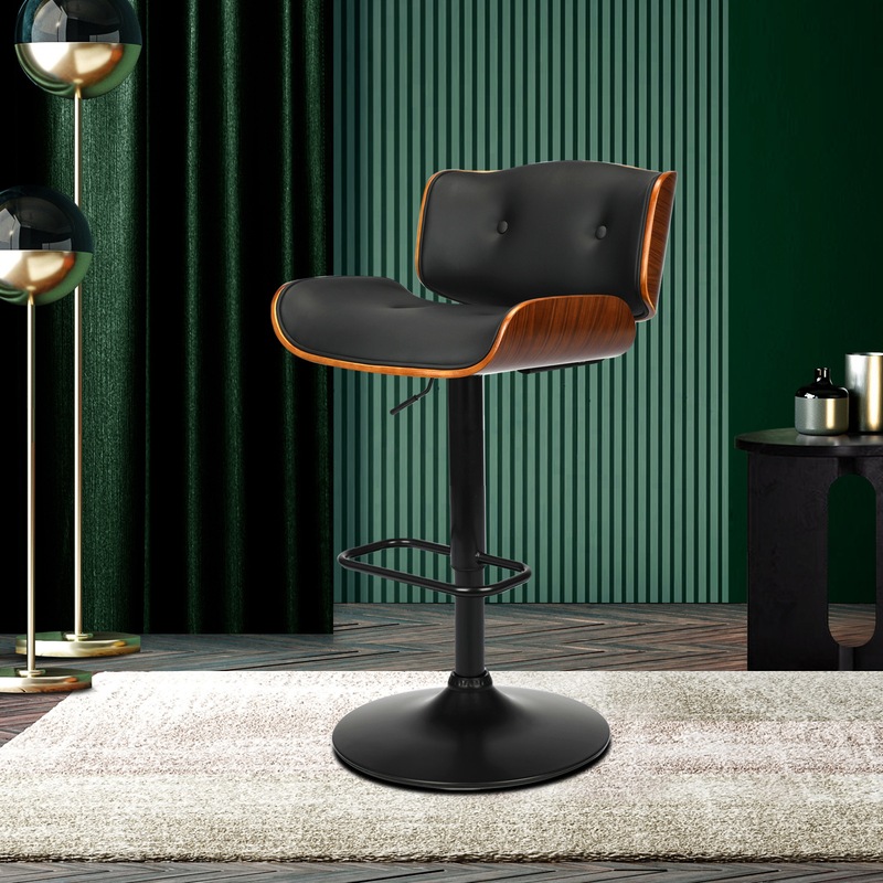 Buy Oikiture Bar Stools Kitchen Swivel Chair Gas Lift Leather Barstools ...