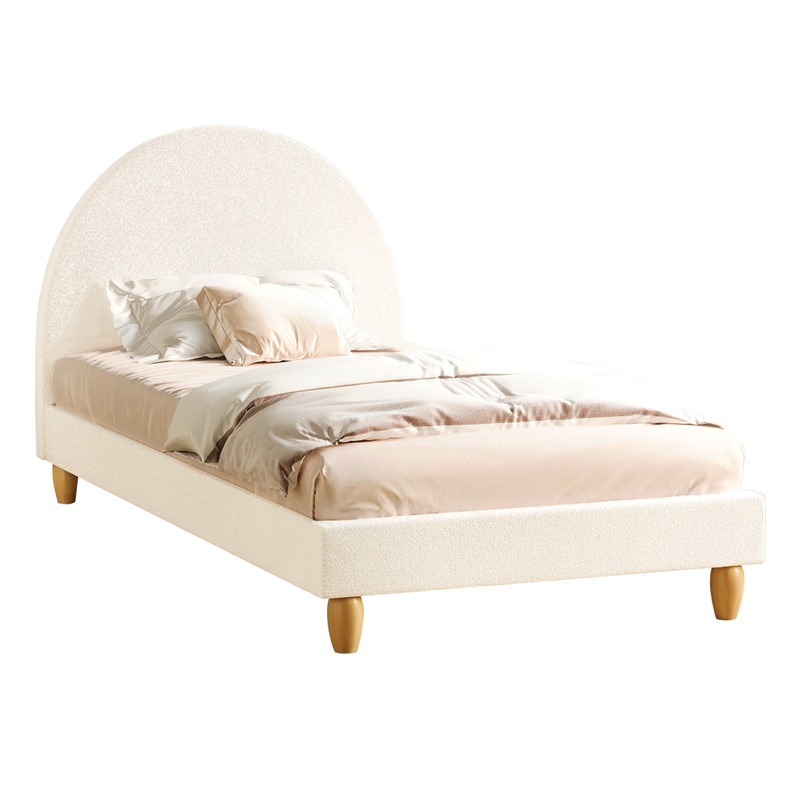 Buy Oikiture Bed Frame King Single Size Boucle Fabric Arched Beds ...