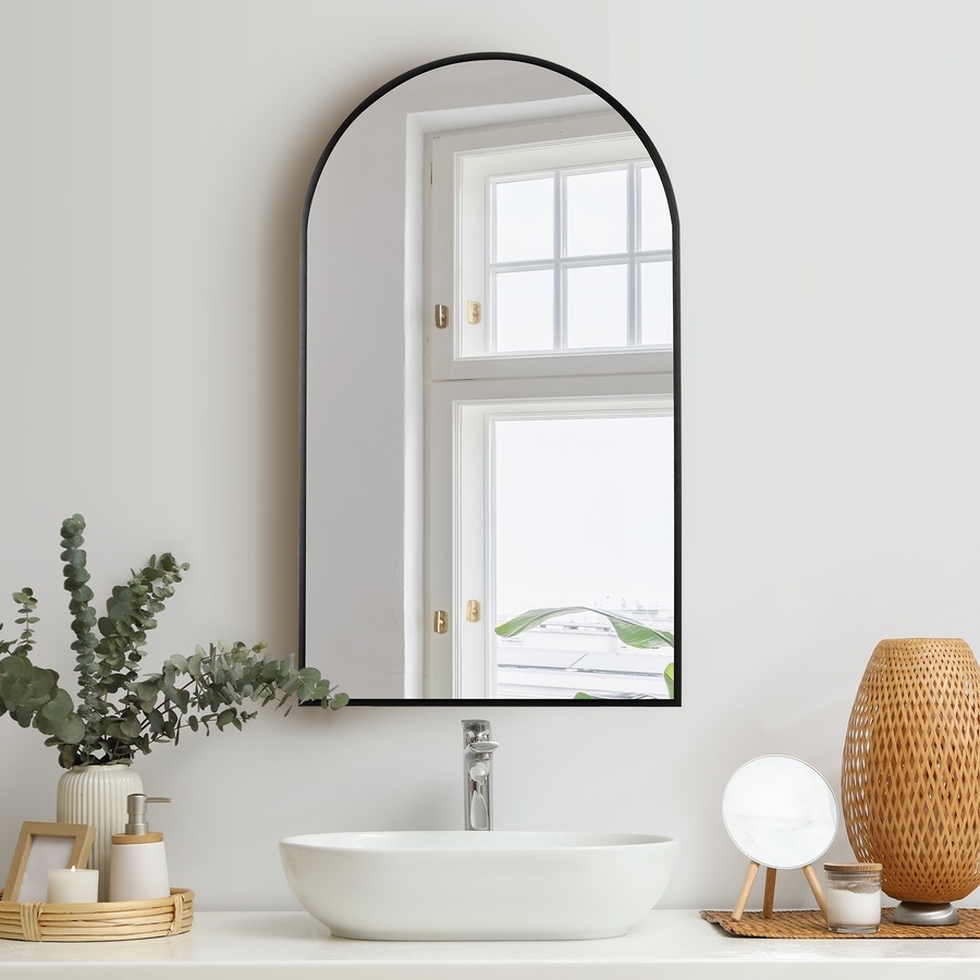 Buy Oikiture Wall Mirrors 86x50cm Arched Makeup Mirror Office Home ...