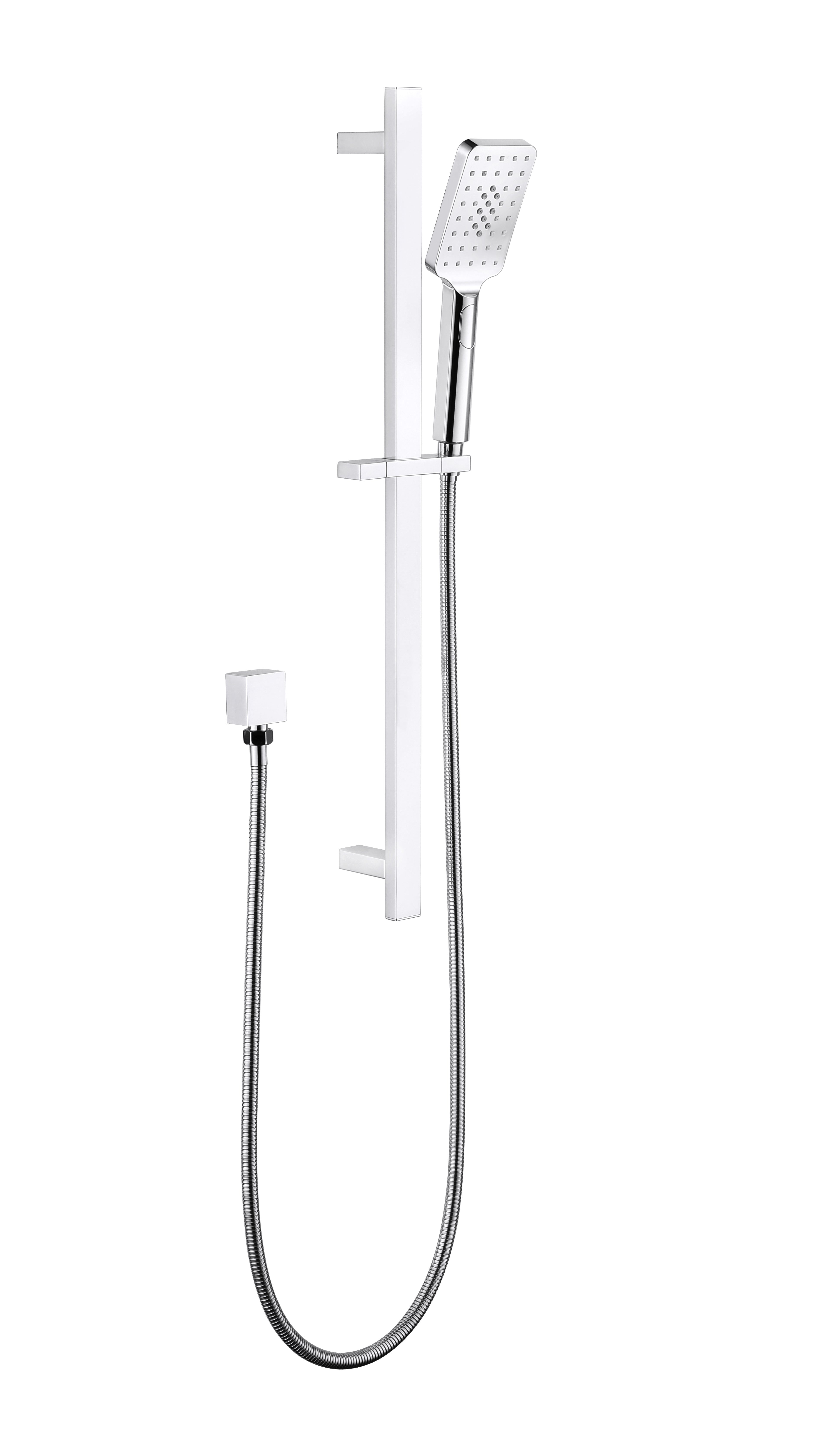 Buy Square Shower Set with Adjustable Rail- Chrome / Matte Black [44 ...