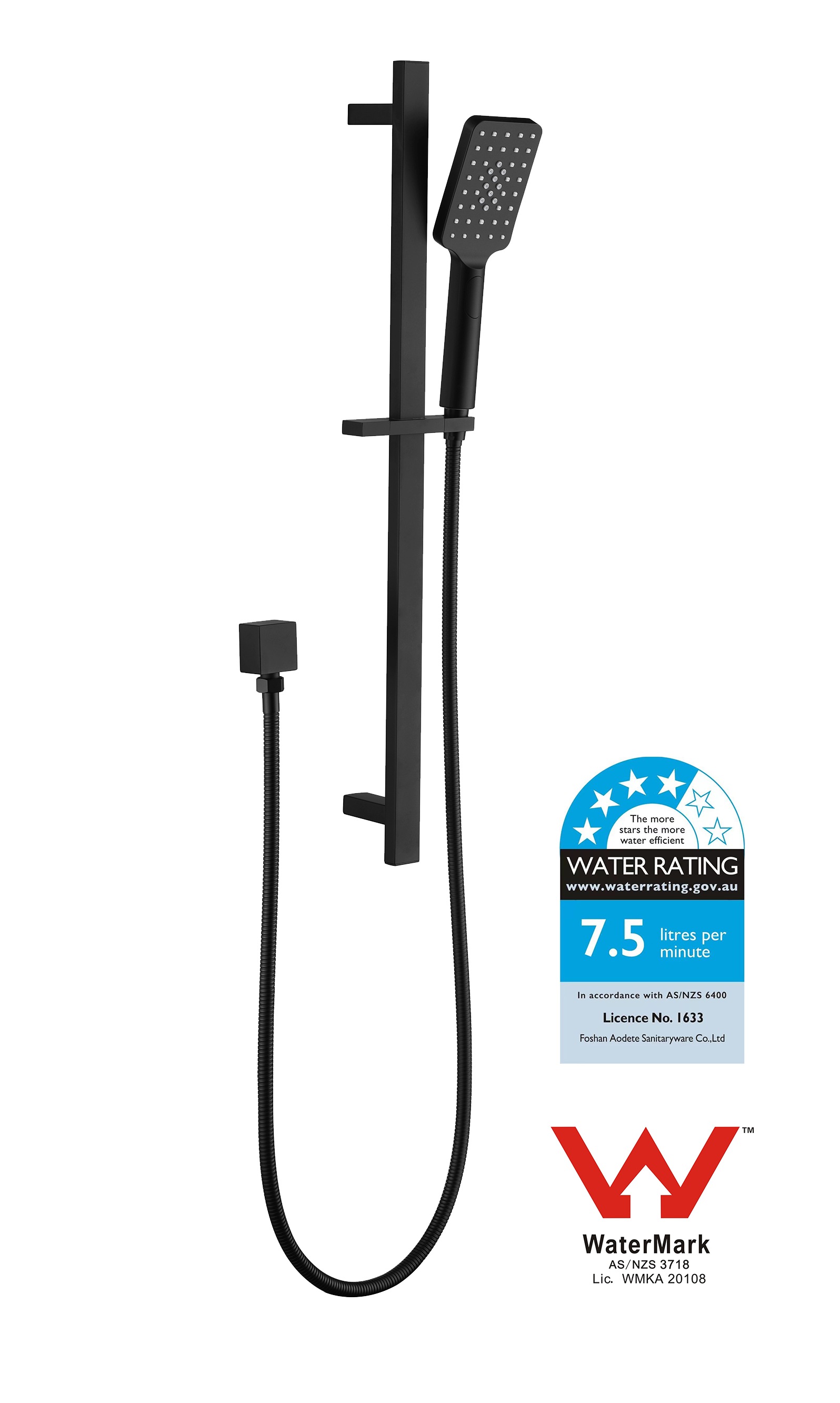 Buy Square Shower Set with Adjustable Rail- Matte Black /SH1003BK ...