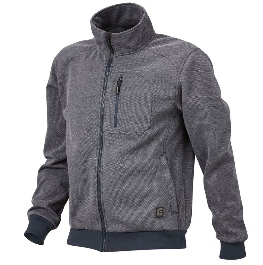 Buy Eleven Workwear Textured Zip Front Knitted Jacket Navy/Blue Multi ...