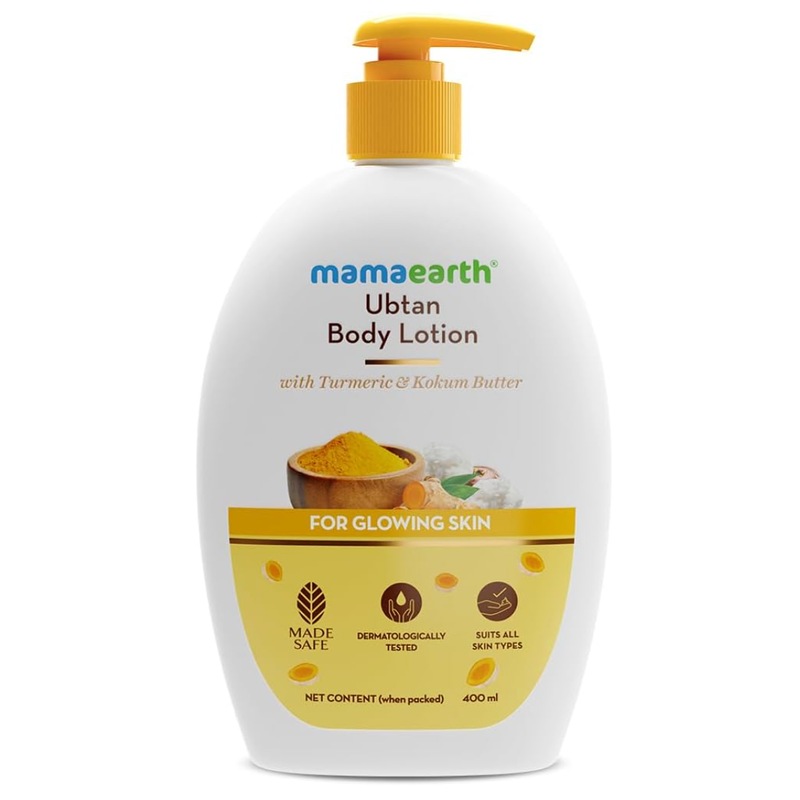 Buy Mamaearth Ubtan Body Lotion with Turmeric & Kokum Butter for Glowing Skin – 400 ml - MyDeal