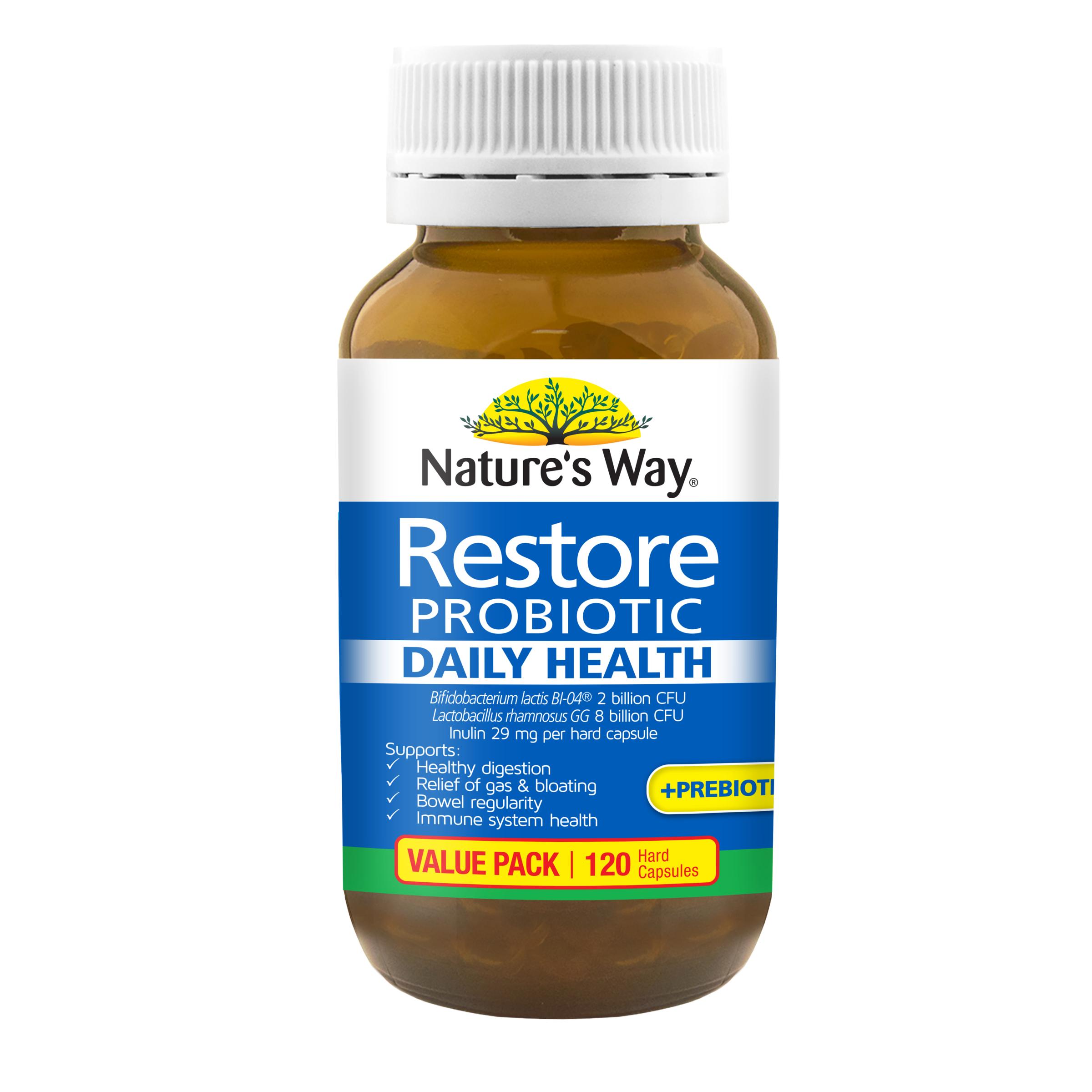 Buy Nature's Way Restore Probiotic Daily Health 120 Capsules - MyDeal ...