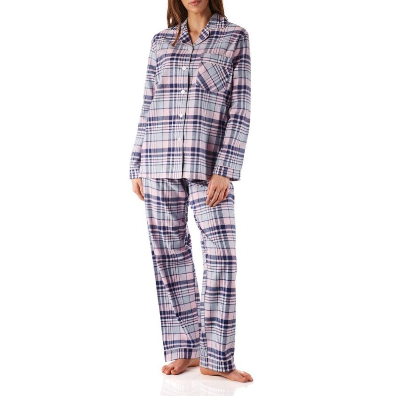Buy Ladies Check Flannelette Long Pink/Blue Long Pyjamas PJS Set - MyDeal