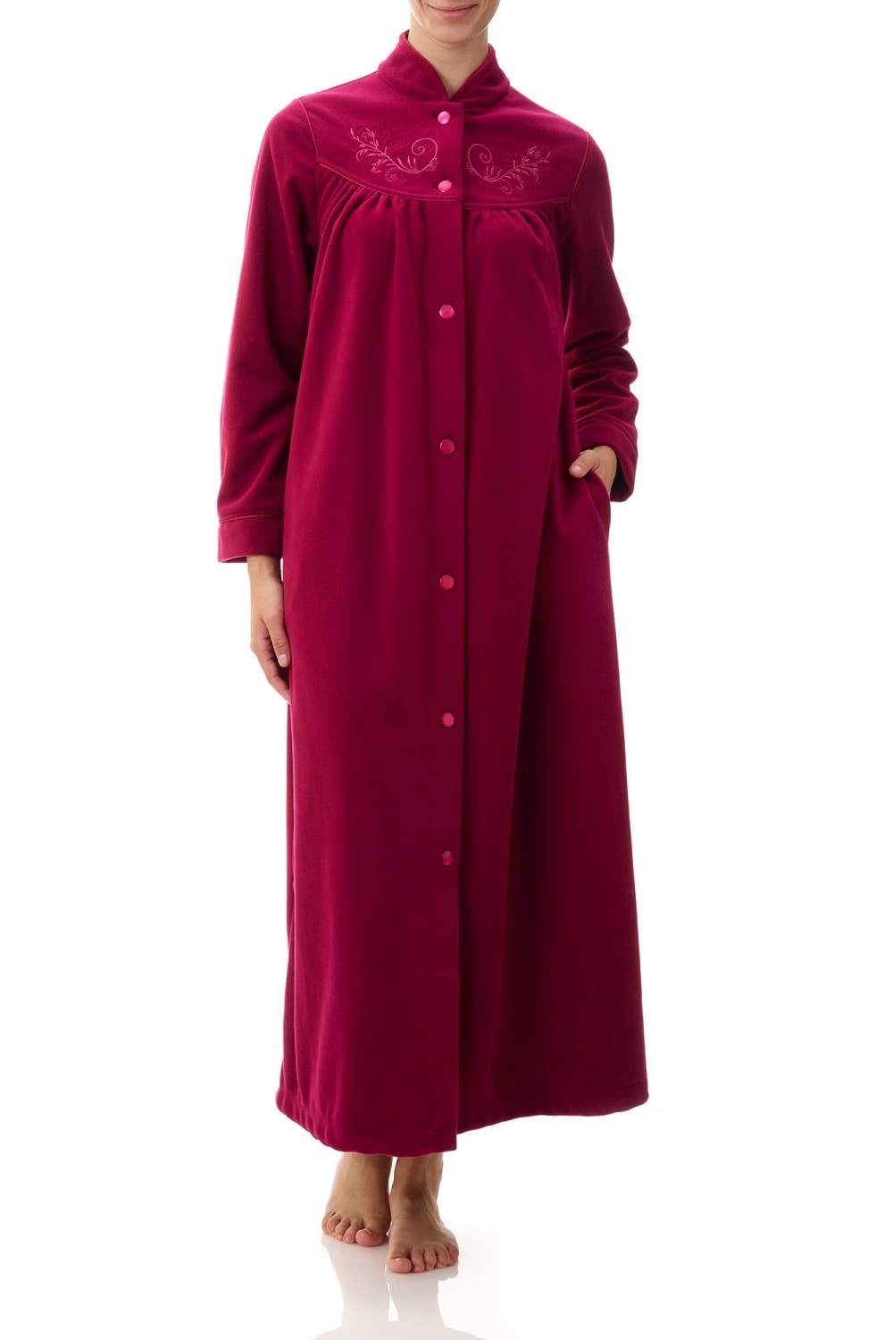 Buy Ladies Givoni Azalea Red Long Length Button Dressing Gown Bath Robe ...
