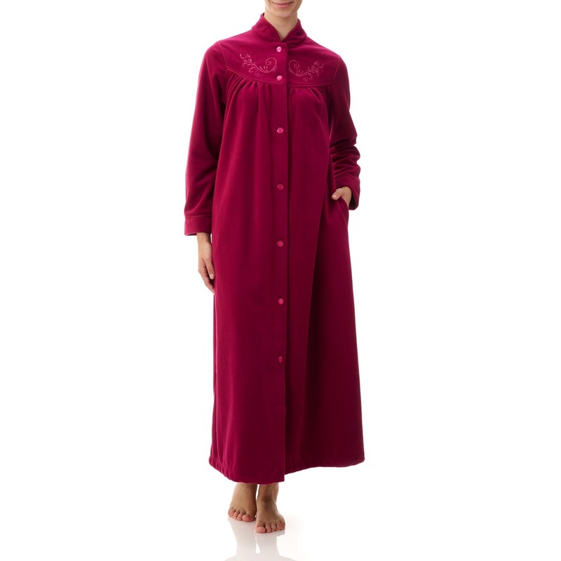 Buy Ladies Givoni Azalea Red Long Length Button Dressing Gown Bath Robe ...