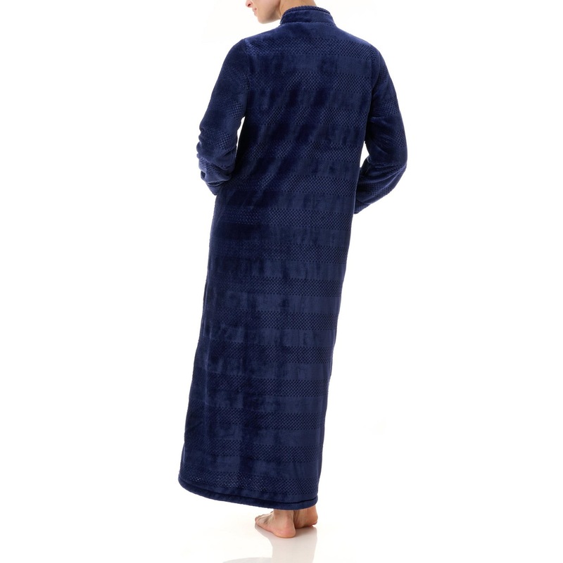 Buy Ladies Givoni Luxury Navy Blue Long Length Zip Dressing Gown Bath ...