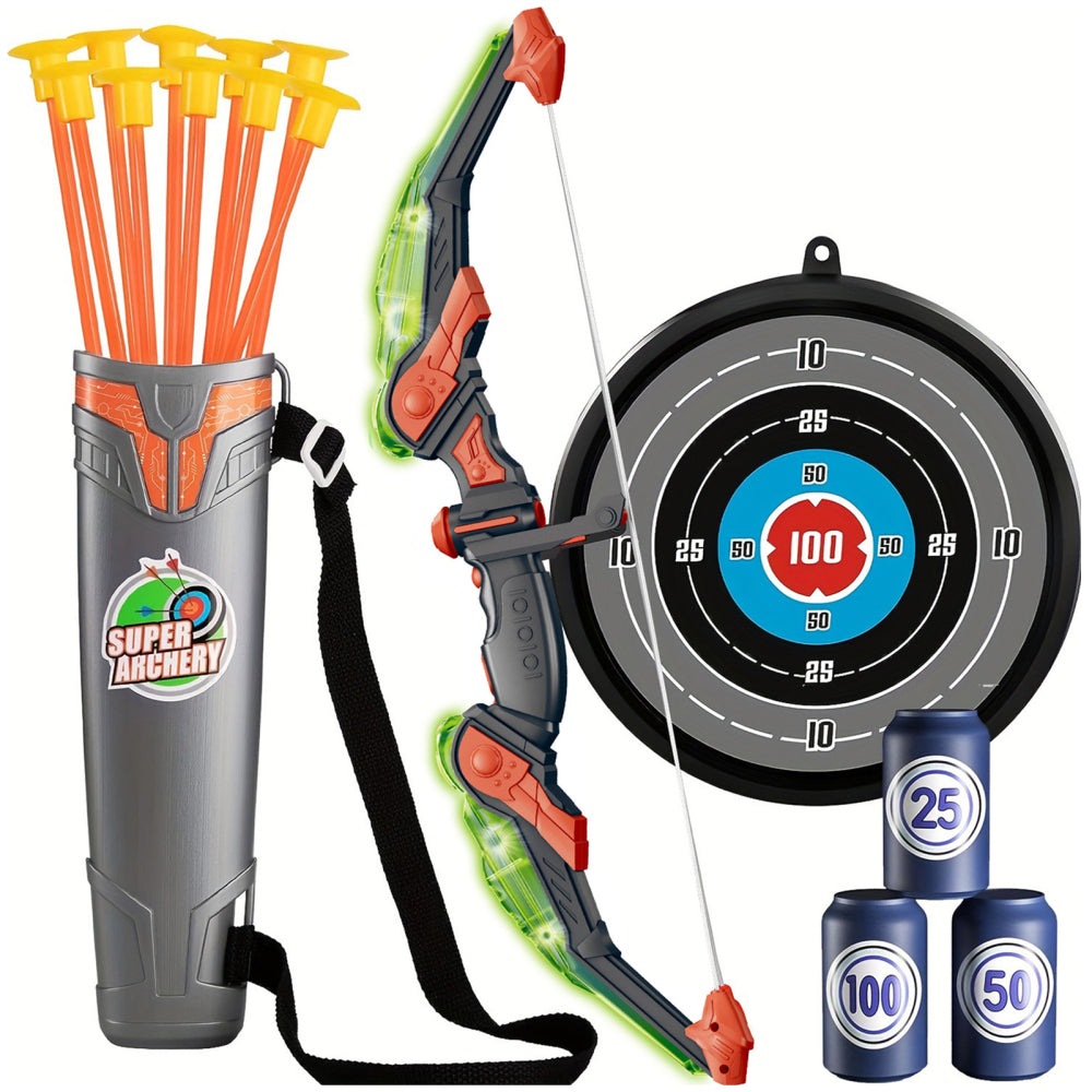 Buy 62Cm Bow and Arrow Toy Set for Kids LED Target Quiver Light up ...