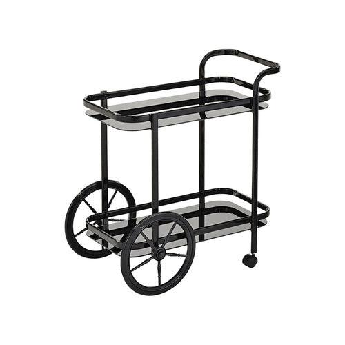 Buy Black Glass Trolley With Cart Wheels - MyDeal Australia