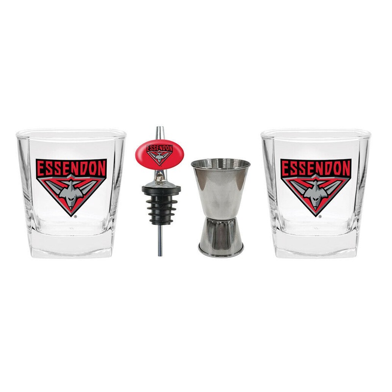 Buy Afl 2 Spirit Glass Jigger And Pourer Set Essendon Bombers T