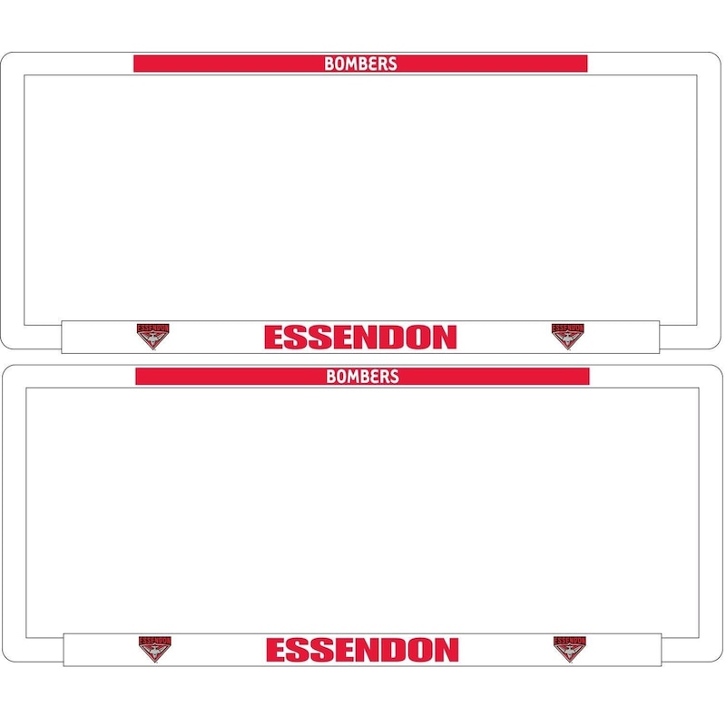 Buy AFL Car Number Plate Frame Set Of Two - Essendon Bombers - Front ...