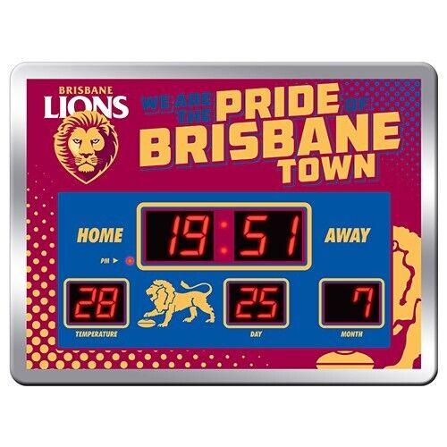 Buy AFL LED Scoreboard Clock - Brisbane Lions - 45x33cm - Time Temp ...